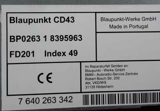 Blaupunkt CD43 code request - ecoustics.com